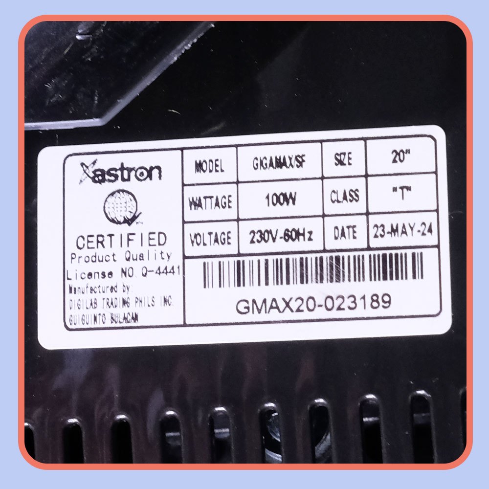 Astron Gigamax 20” Electric Stand Fan - Black | Heavy-Duty Cooling ...