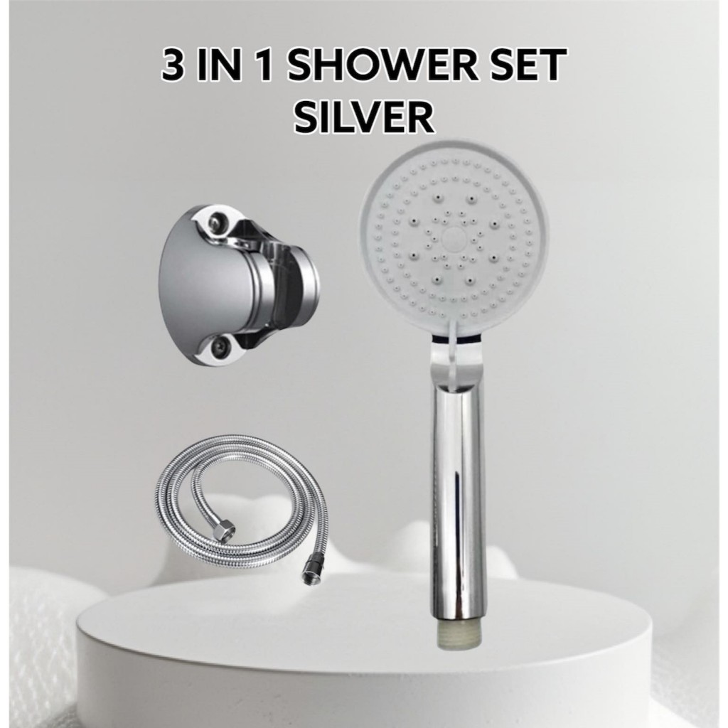 Pressurized Telephone Shower Head Set 5 modes ABS Silver Shower Set ...