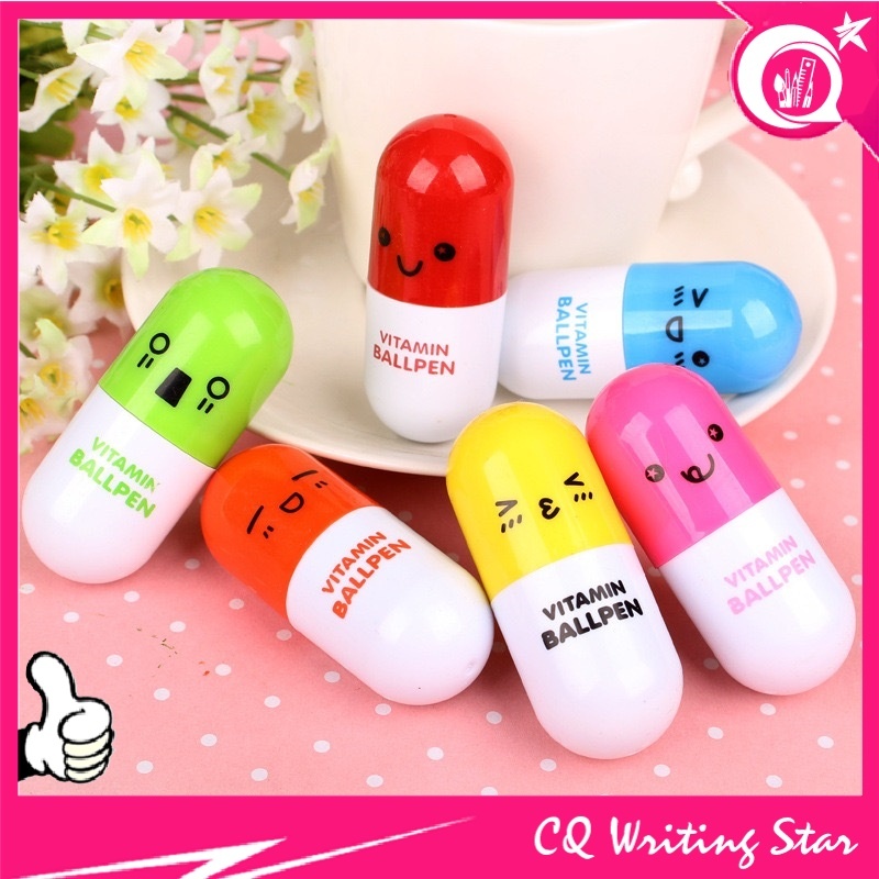 CQ Mini Capsule Pill Pen Retractable Plastic Ballpoint Pen Creative ...
