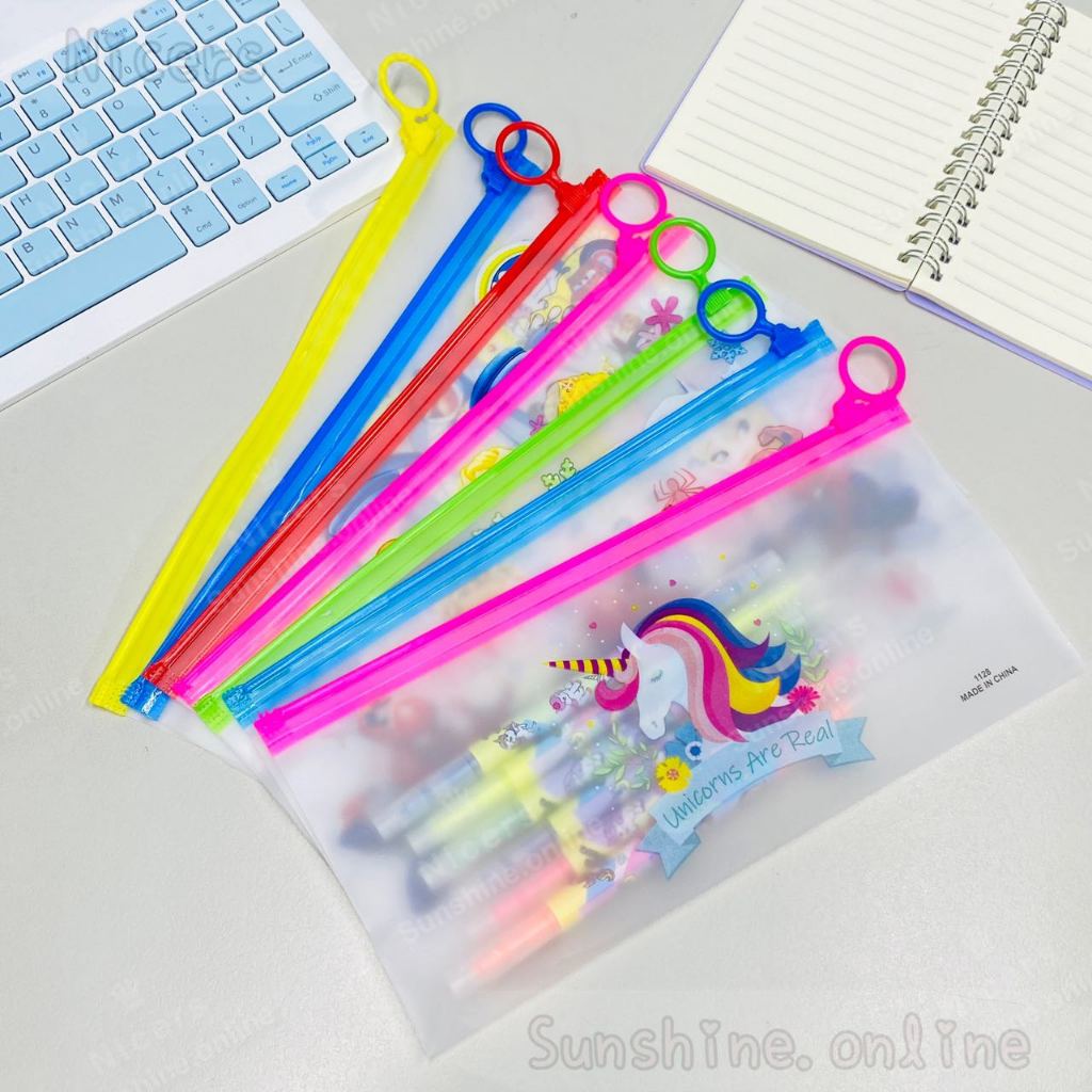 Transparent Frosted Cartoon character waterproof file zip lock storage ...