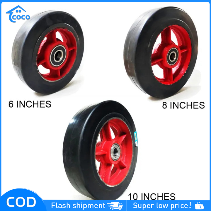 HEAVY DUTY PUSH CART STEEL BODY RUBBER WHEEL 6 INCH / 8 INCH / 10 INCH ...