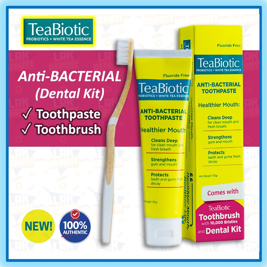 TeaBiotic Dental Kit (Anti-bacterial Toothpaste 135g + Toothbrush ...