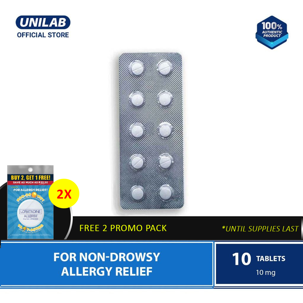 Unilab Allerta 10mg 10 Loratadine Tablets - For Fast Non-Drowsy Relief ...