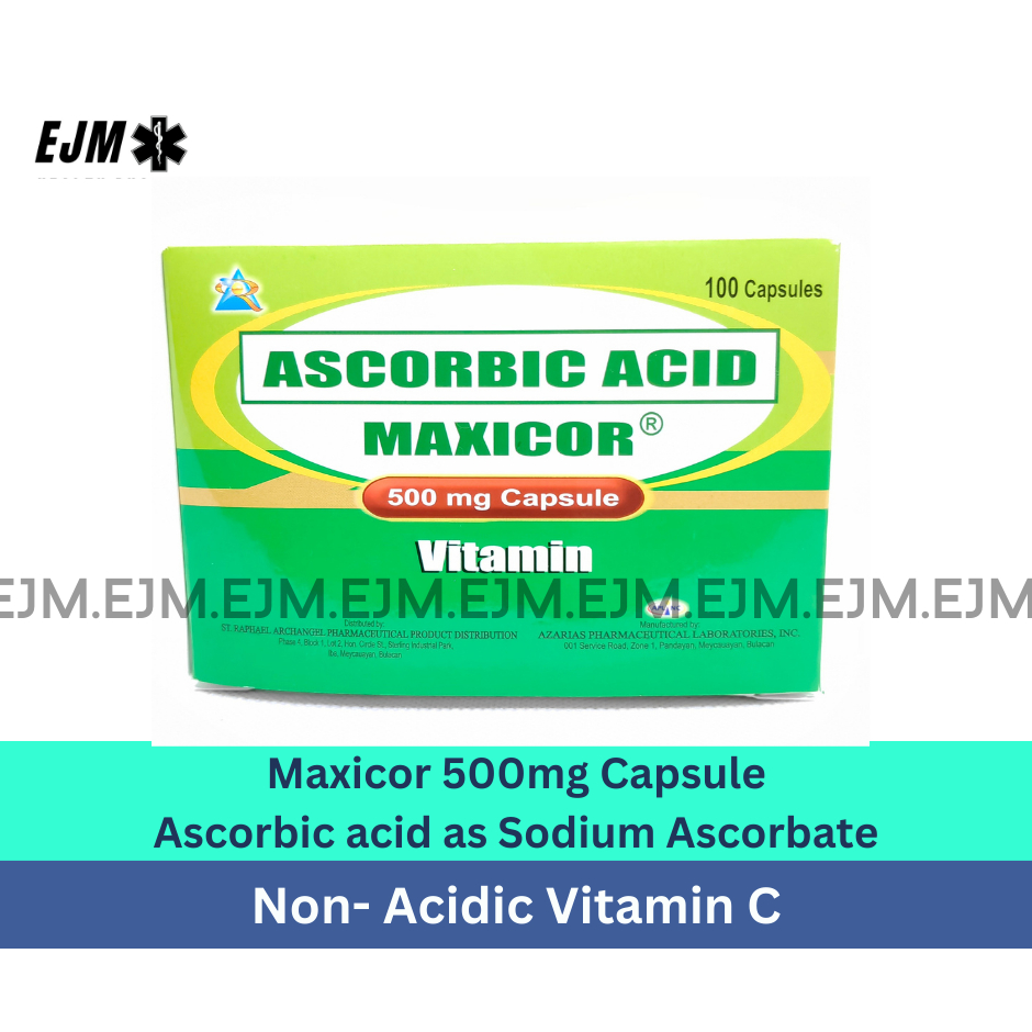 Maxicor 500mg Capsule Ascorbic acid as Sodium Ascorbate -Non acidic ...