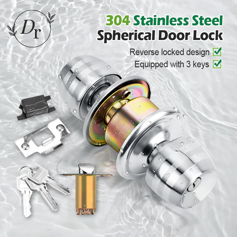 【DR】Stainless Steel On Hand Heavy Duty Door Knob Entrance Lock set With ...