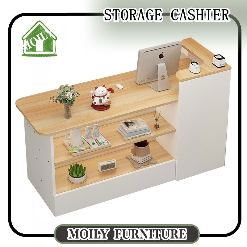 Minimalist cashier, convenience store front desk, supermarket counter ...