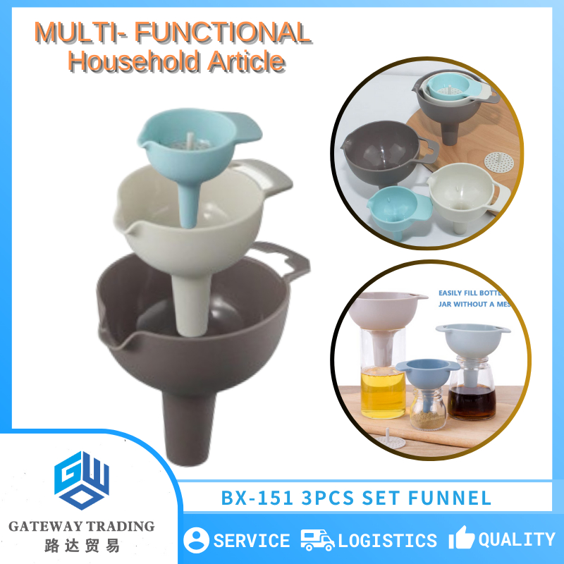 4 in 1 Multi-function Funnel Set Detachable Plastic Funnel Filter Oil ...