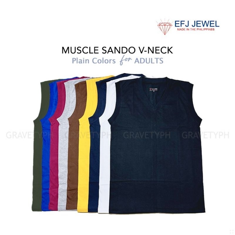 Muscle Sando Vneck for Adult - 9 Colors available EFJ Jewel Brand V ...