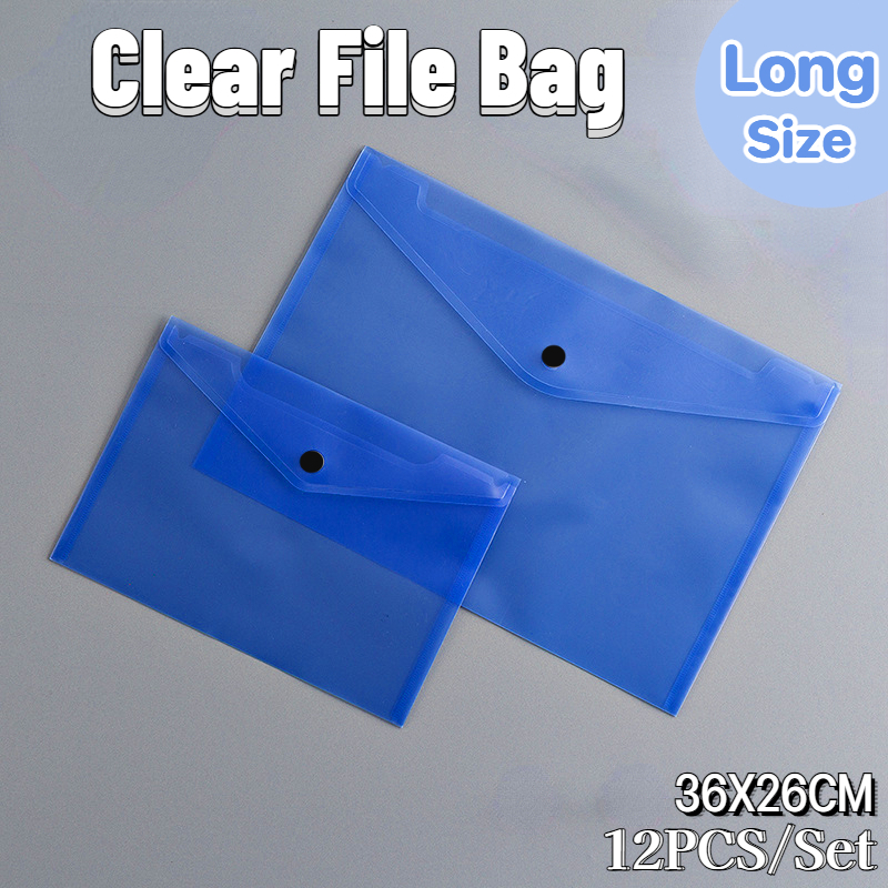 12PCS Long Size Clear File Bag Paper Organizers Documents Pouch ...