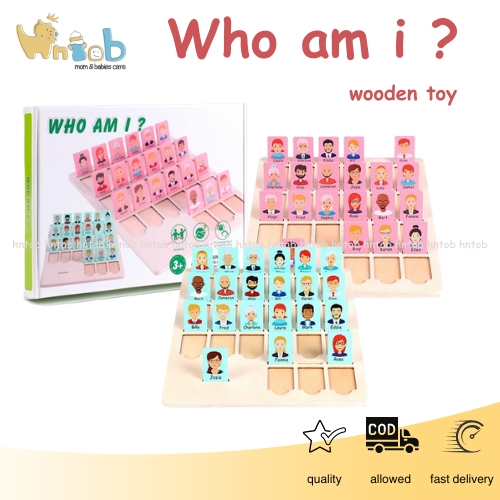 ED shop Kids Wooden Toy Guess Who I Am Logical Reasoning Memory Board ...