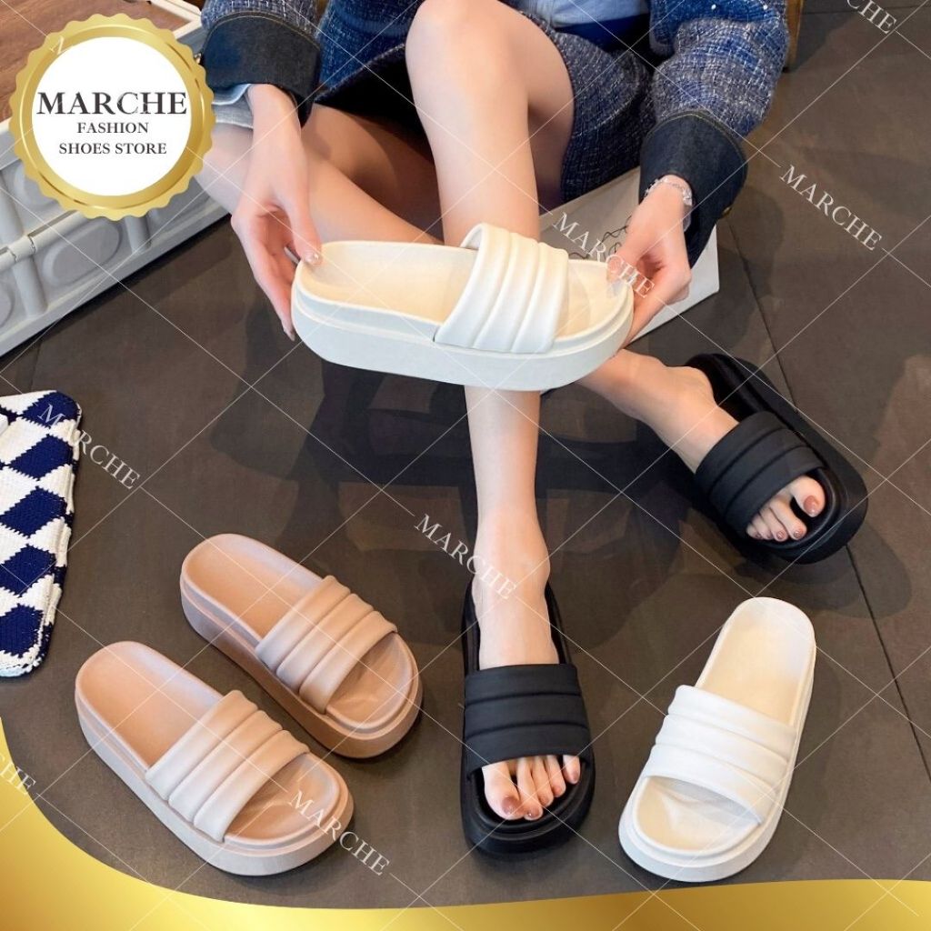 Marche Summer Thick-Sole Wedge One Strap Comfortable Sandals For Women ...