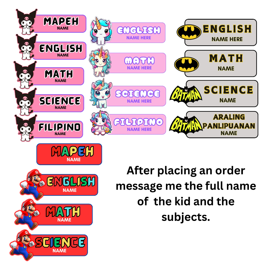 10- Sticker Subject label with personalized name for notebook ...