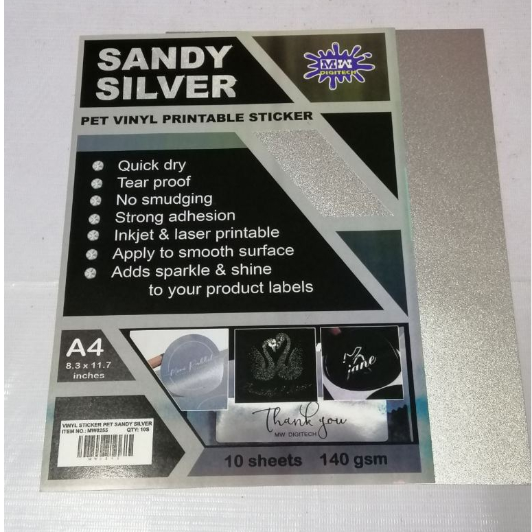 Sandy Silver Printable PET Vinyl Sticker Inkjet & Laser Friendly, Vinyl ...