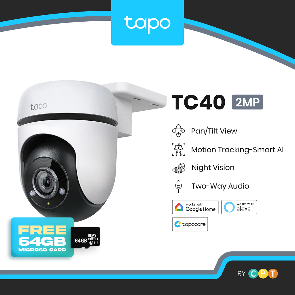 TP-Link Tapo TC40 1080P 2MP 360° Pan/Tilt Home Security IP65 Outdoor Wi ...