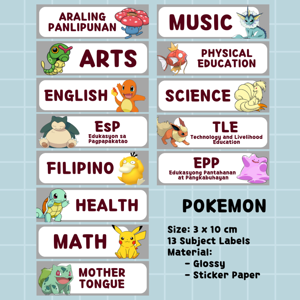 Customized Subject & Name Label Stickers Set | Shopee Philippines