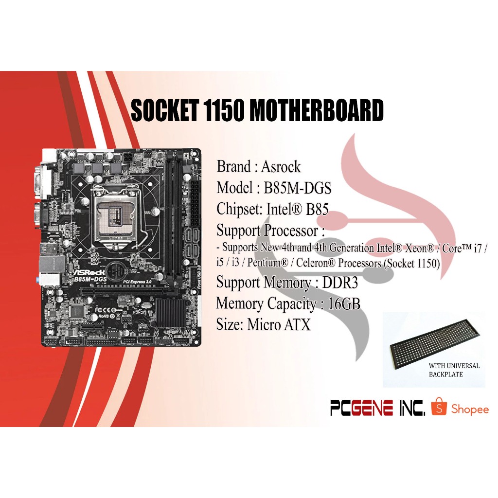 Socket 1150 D3 Motherboard B85 ASROCK | Shopee Philippines
