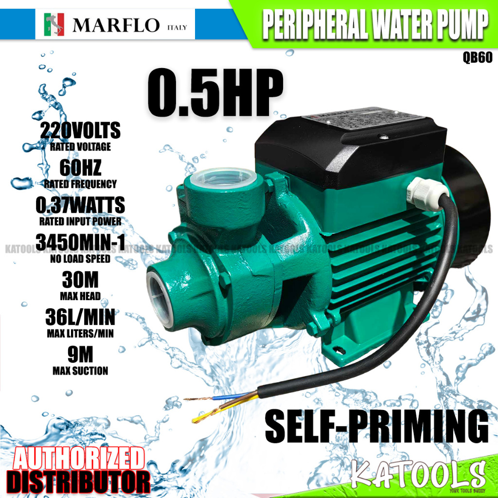 KATOOLS Marflo Italy 0.5HP Peripheral Pump Water Pump Jet Booster Pump ...