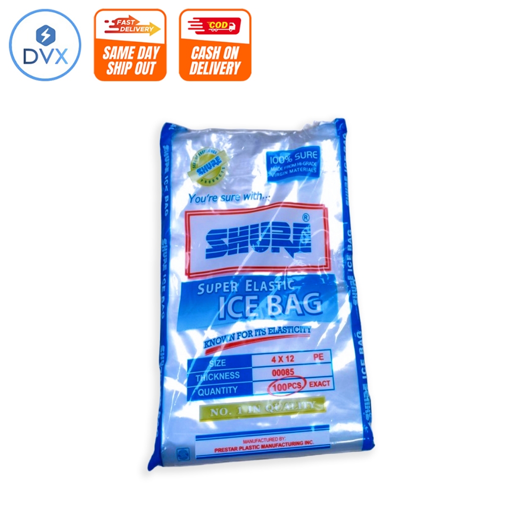 COD DVX #5471 100pcs Shure Plastic Ice Bag 4x12 Super Elastic Plastik ...