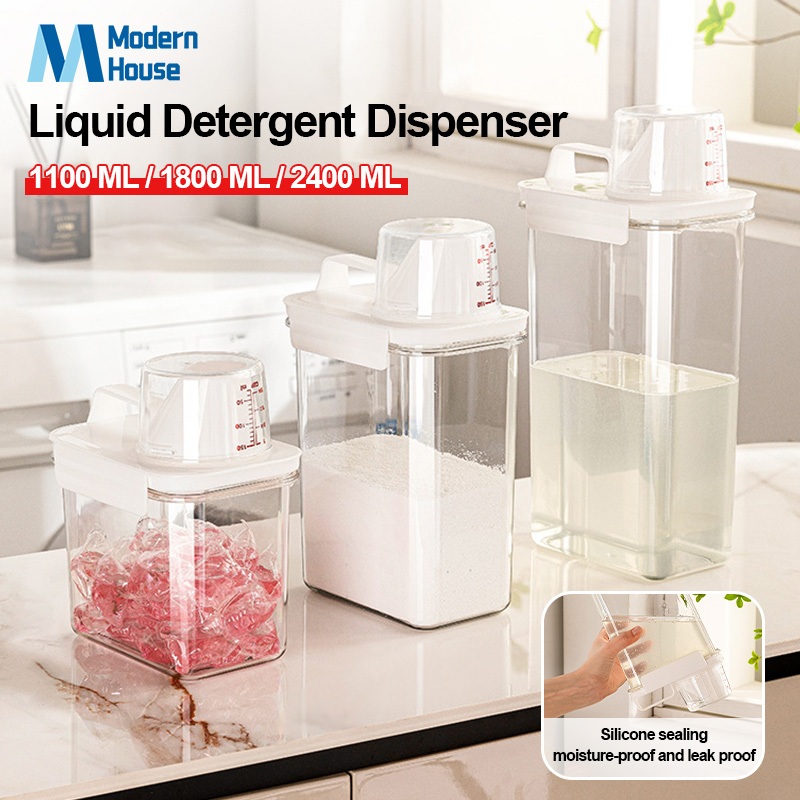 Liquid Detergent Dispenser Laundry Organizer Jar Storage Airtight ...