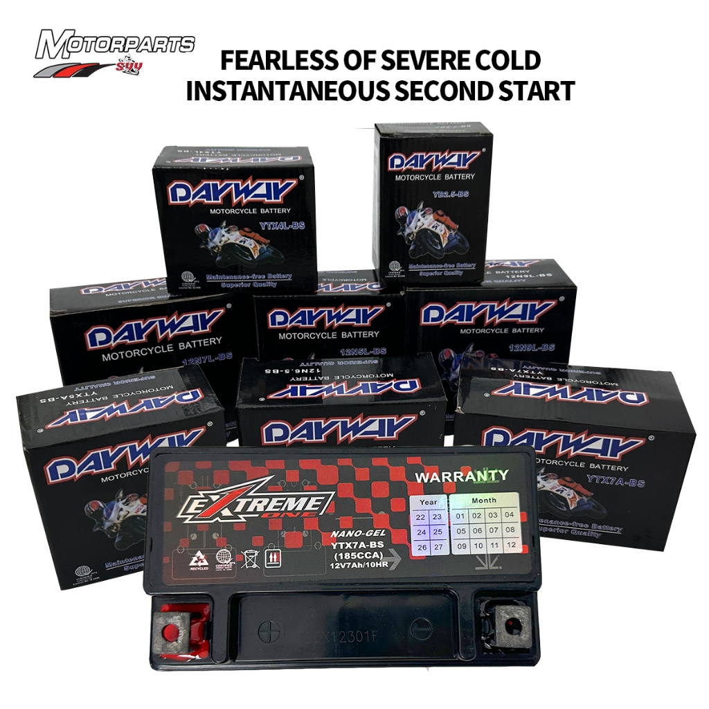 DayWay Battery 100% Original Motorcycle YB2.5/YTX7A/12N7L/12N9L/12N5L ...