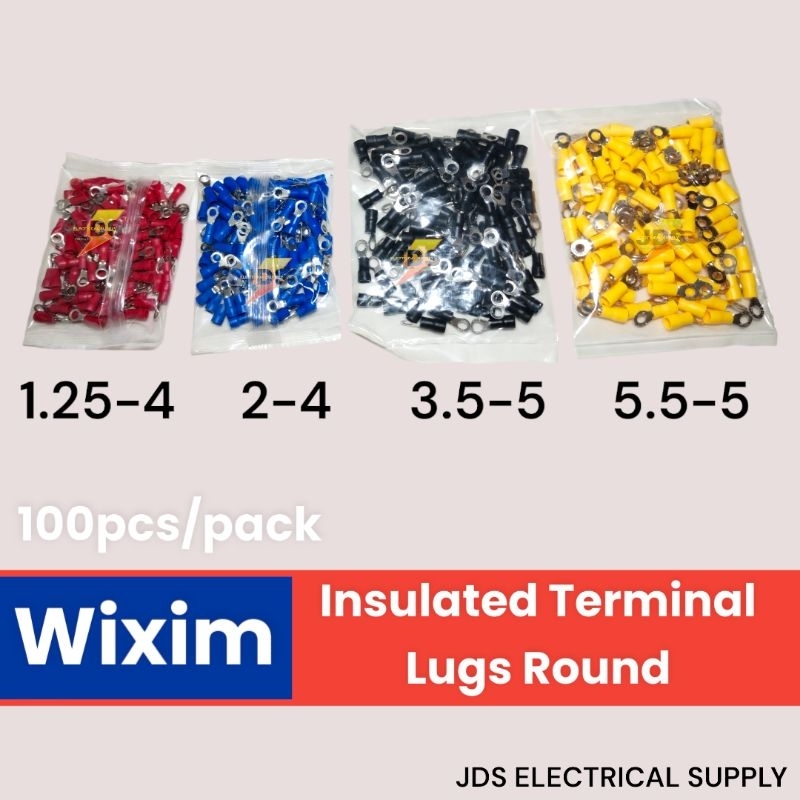 Wixim Insulated Terminal Lugs Round 1.25-4, 2-4, 3.5-5, 5.5-5 | Shopee ...