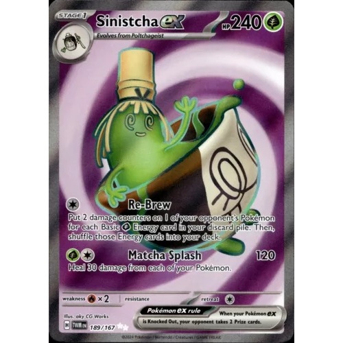Pokemon TCG Sinistcha EX 189/167 Twilight Masquerade TWM Double Rare ...