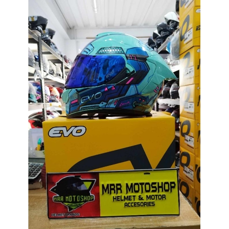 evo gt pro tortoise blue cyberpunk fulface helmet | Shopee Philippines