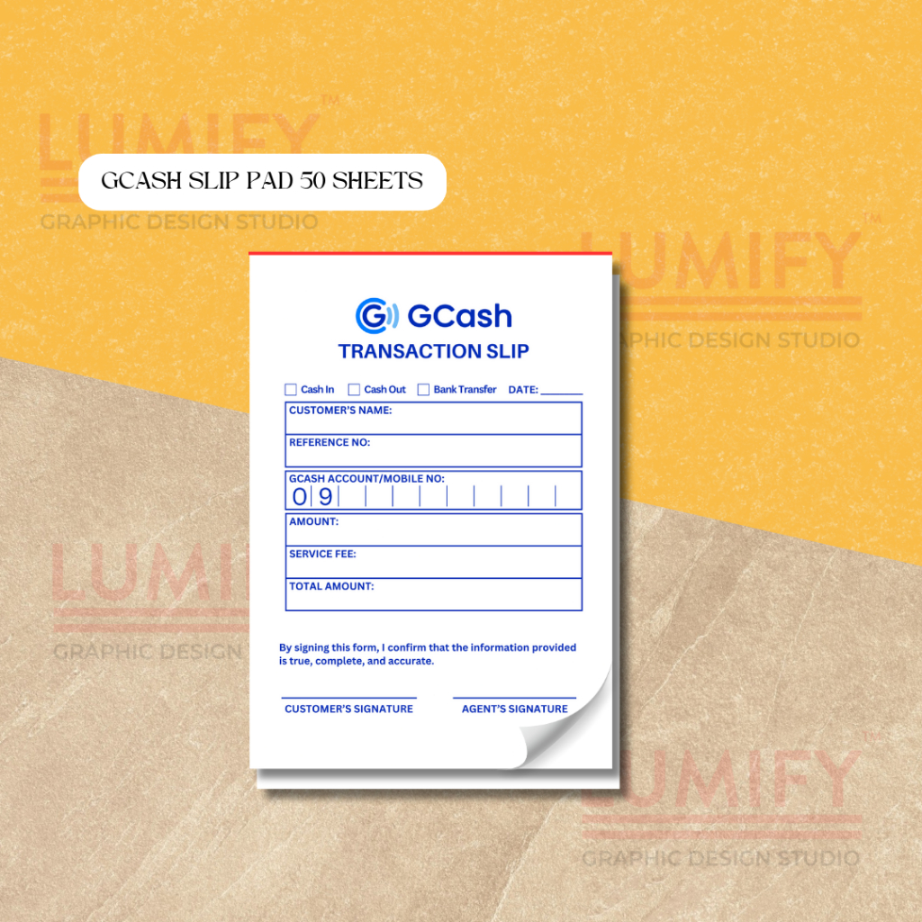Gcash Transaction Slip 50 Sheets per Pad | Shopee Philippines