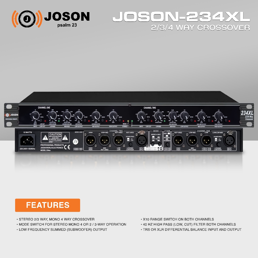 Joson 234XL Stereo 2 / 3 / 4-Way Professional Crossovers (Black ...
