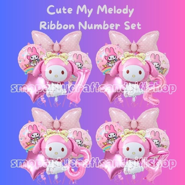 6in1 Cute My Melody Number Set Birthday Christening Decoration Balloon ...