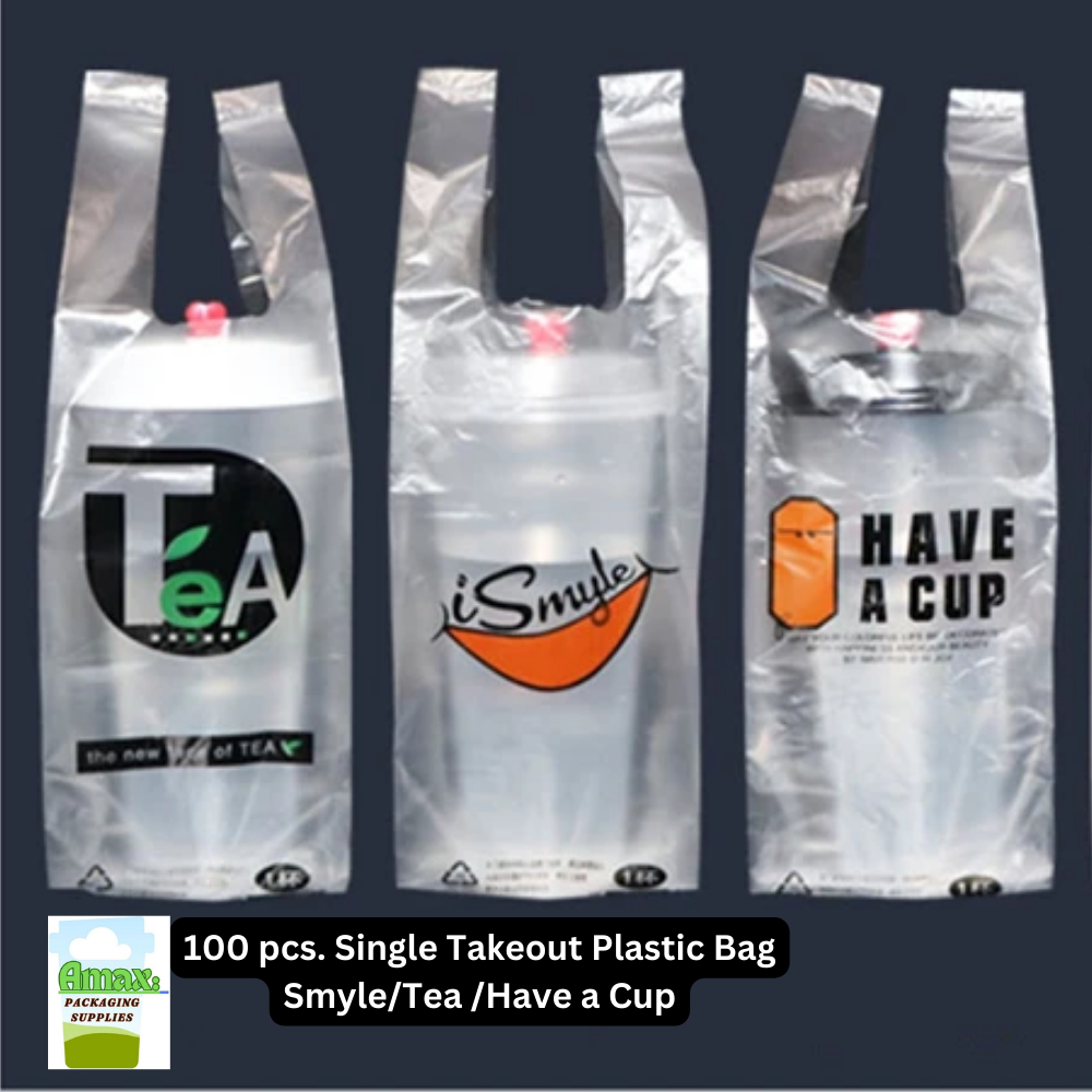 100Pcs. Single Cup Take out Plastic Bag for Milk Tea, Fruit tea ...