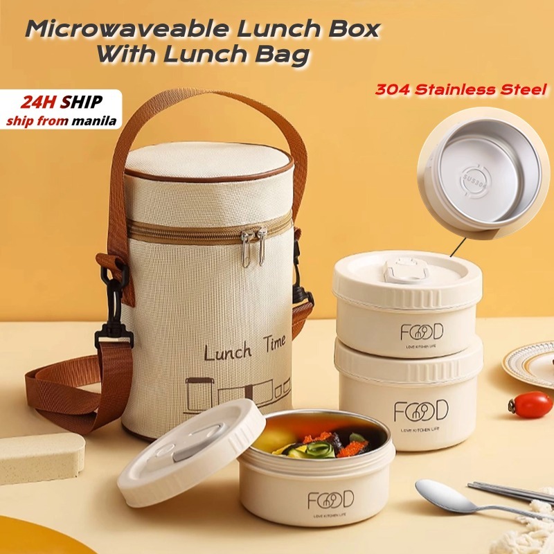 Thermal Lunch Box Microwave Heated 304 Stainless Steel Bento Box Set ...