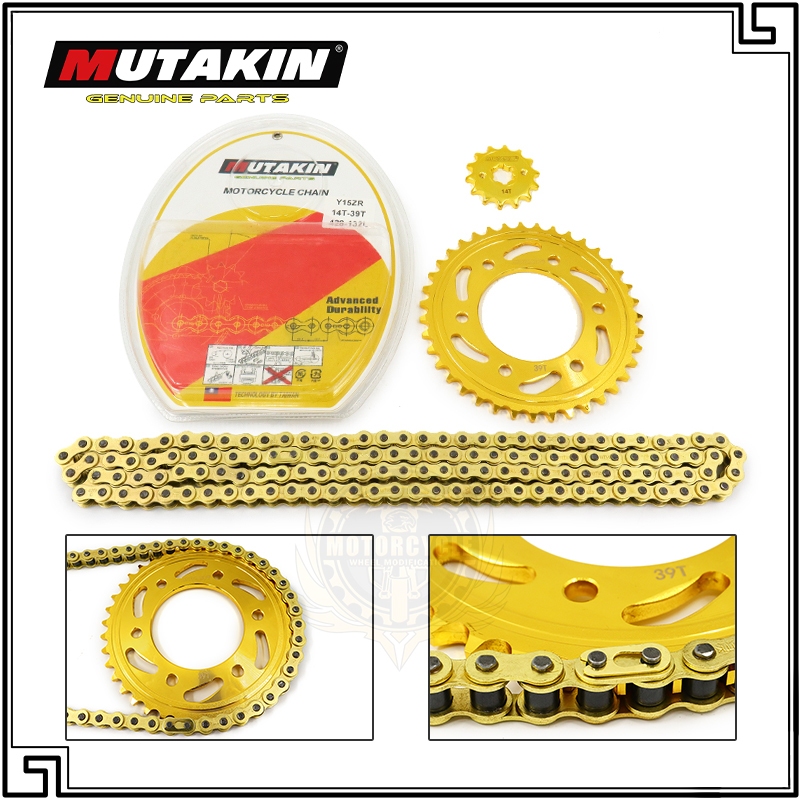 MUTAKIN Motorcycle Sprocket Gold Chain Set Sniper150 (428-14T/15T-37/38 ...