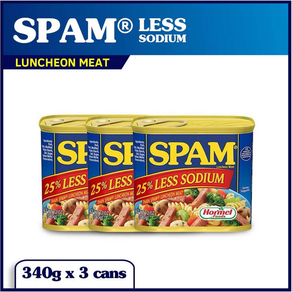 SPAM Luncheon Meat (25% Less Sodium) - 340 g x 3 cans | Shopee Philippines