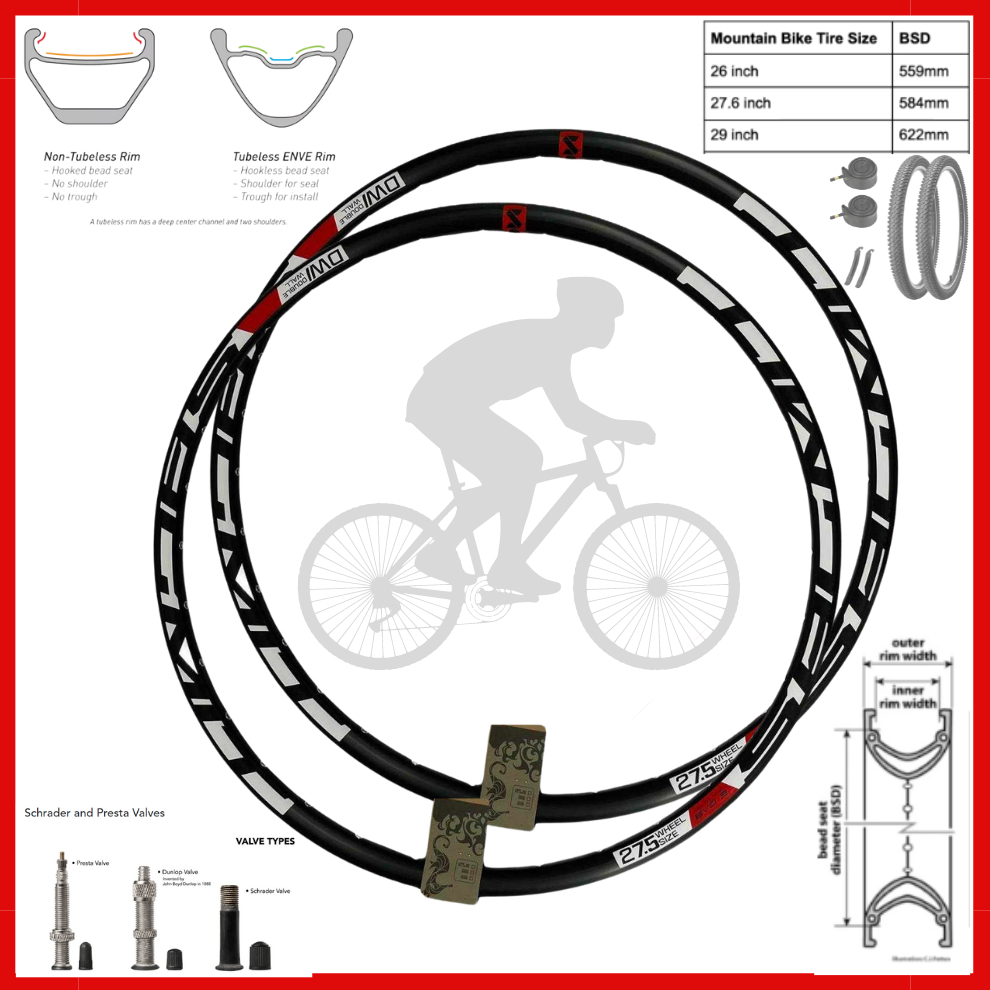 2pcs Sagmit Evo 3 Tubeless Ready Rim for Mountain Bike Mtb Wheel Size ...