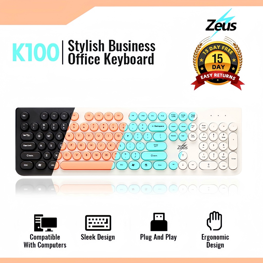 Zeus K-100 ( SteamPunk ) Retro Round Keycaps 104 Keys Keyboard For ...