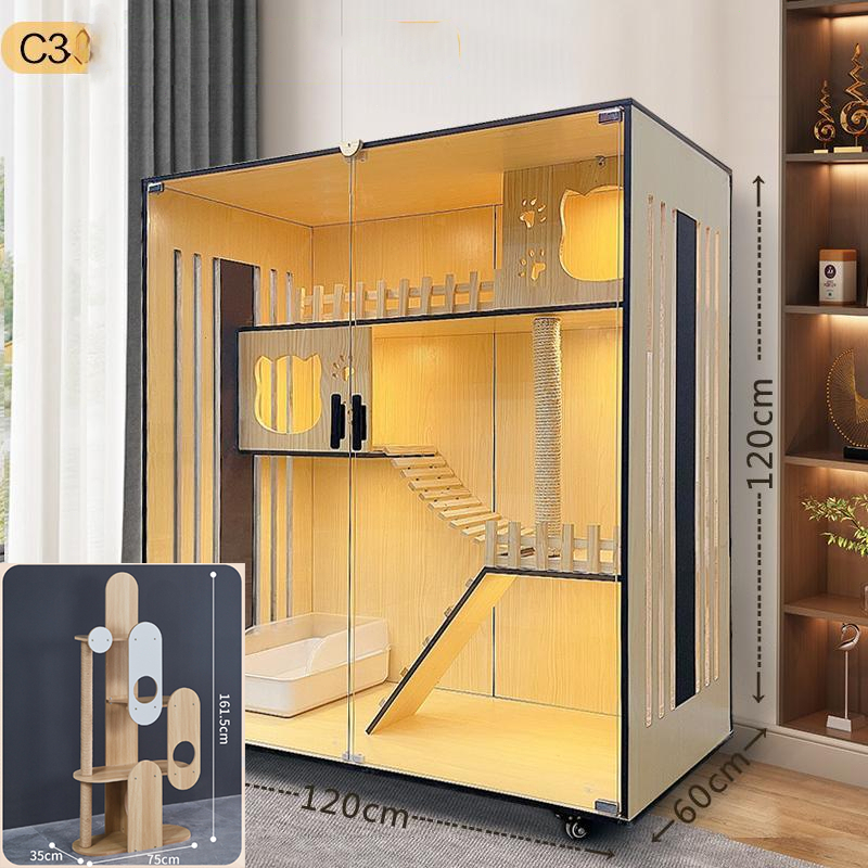 F&G Cat Cabin Solid wood cat cage Cat Bed large Display cabinet multi ...