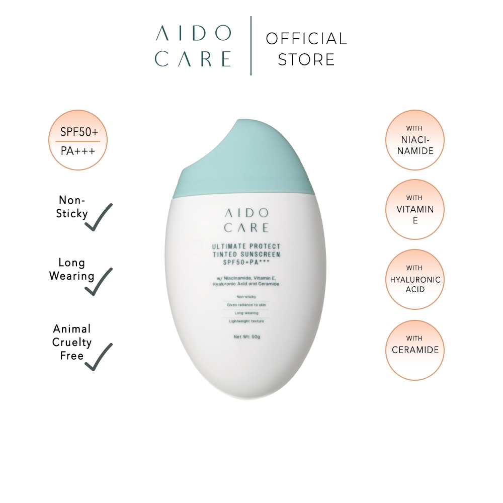 Aido Care Ultimate Protect Tinted Sunscreen with SPF50+PA+++ (Niacinamide,Hyaluronic Acid ...