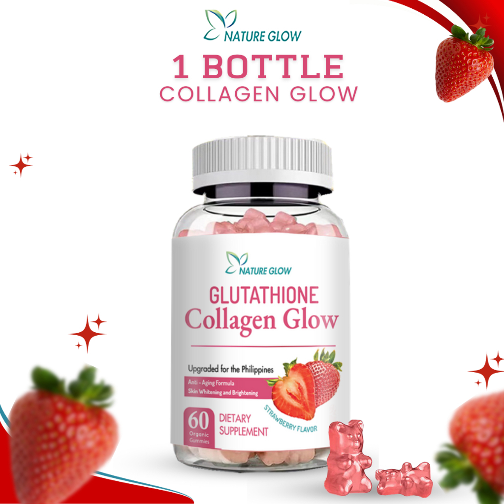 NATURE GLOW glutathione collagen glow gummies original 60 strawberry ...