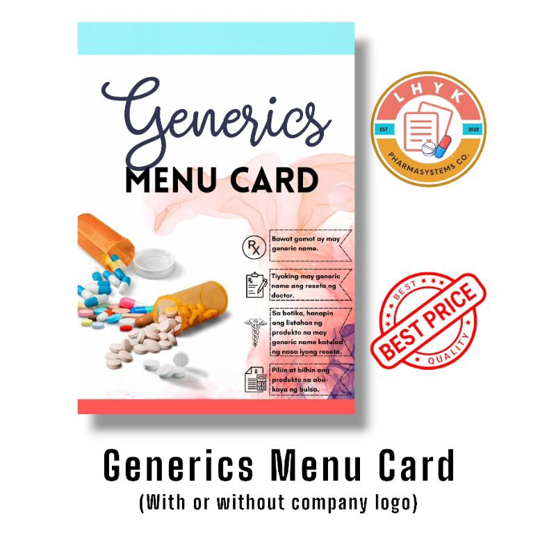 Generics Menu Card for Pharmacies and Drugstores | Shopee Philippines