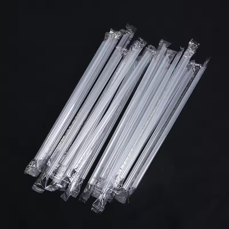 [100pcs/Pack] Slim Pointed Juice Hard Straw 6mm*21cm/23cm Individually ...