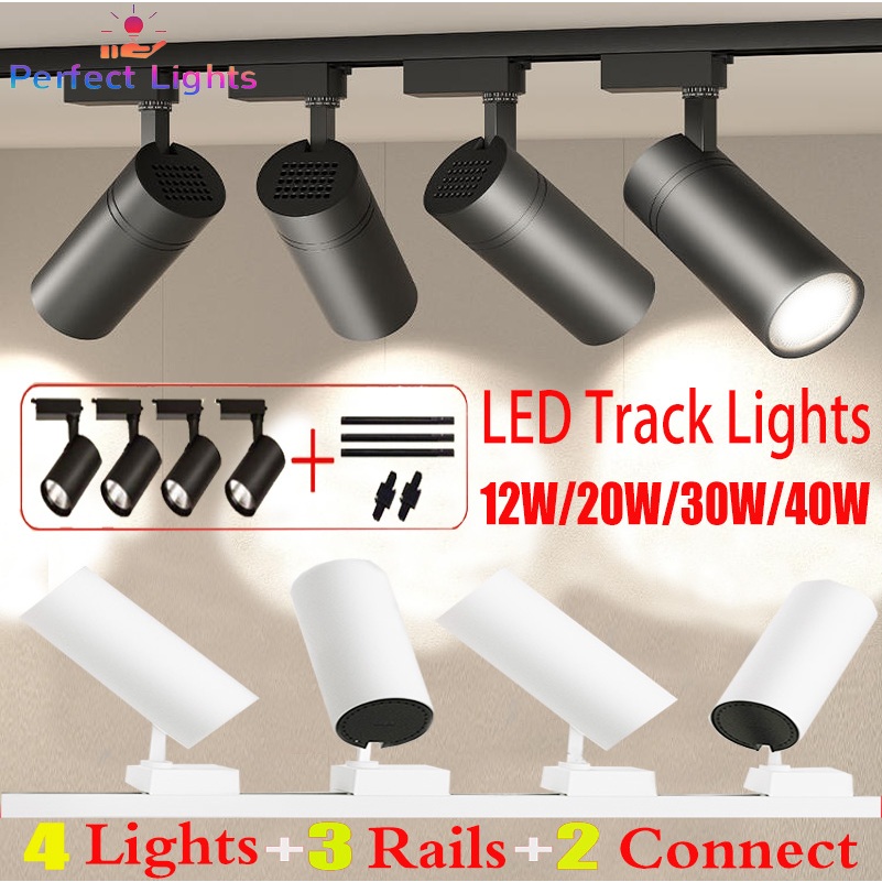 4pcs Set 12/20/30/40W Led Track Light Set Ceiling Spotlight Rail Lamp ...