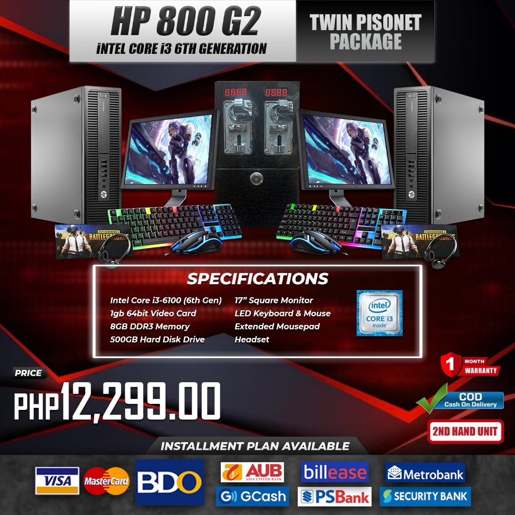 TWIN PISONET PACKAGE HP INTEL CORE i3 6TH GEN 8GB 500GB HDD 1GB 64BIT ...