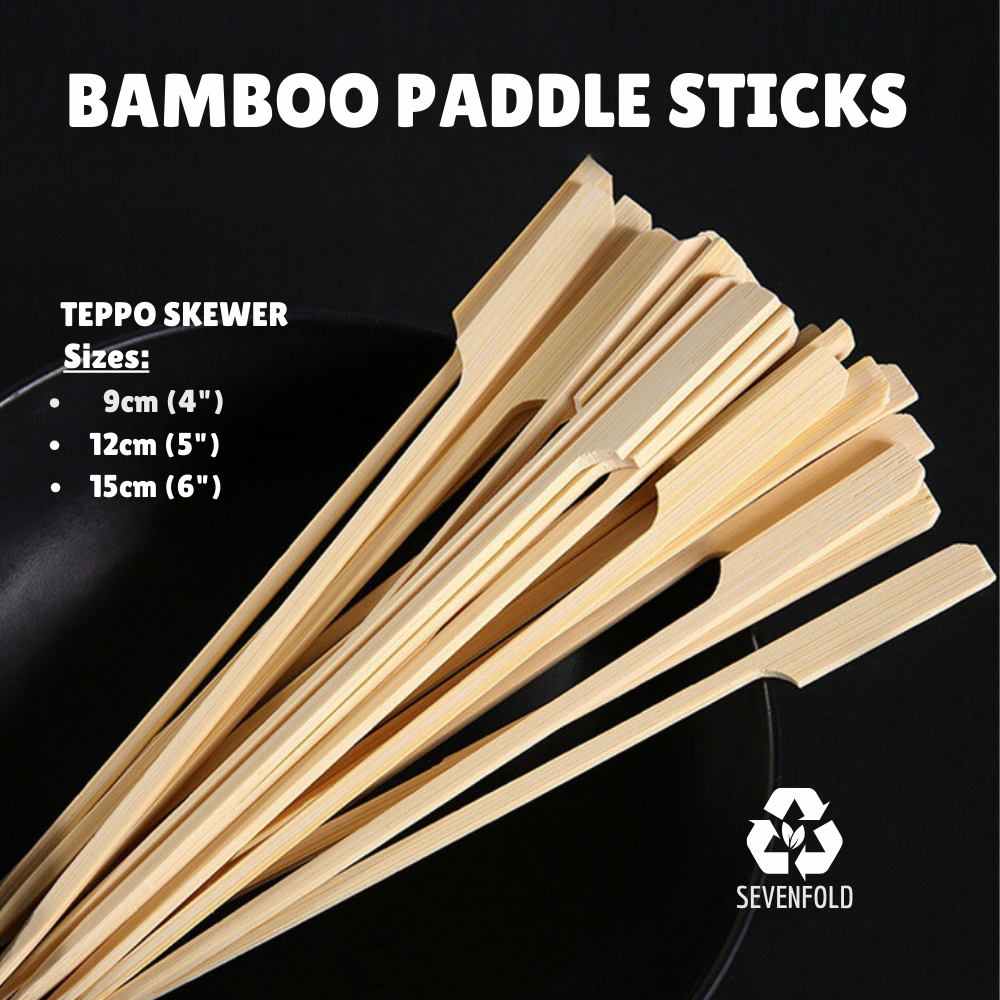 SEVENFOLD- 100pcs Teppo Paddle Bamboo Skewers Sticks Knotted Stick ...