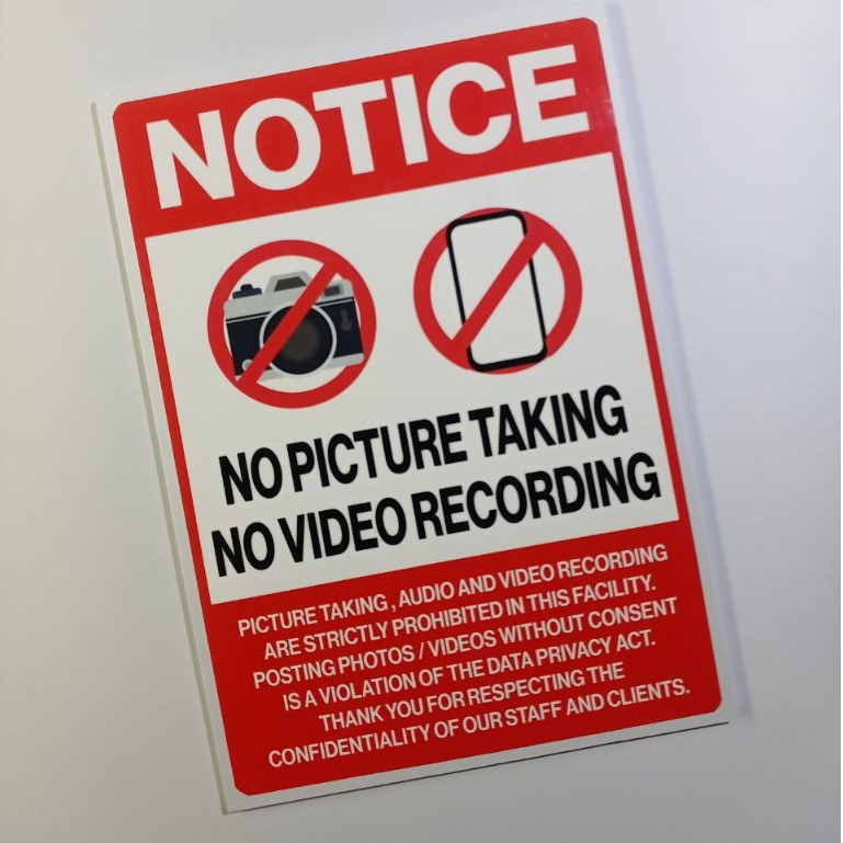 No Picture Taking and Video Recording Signs Safety and Privacy Signs ...