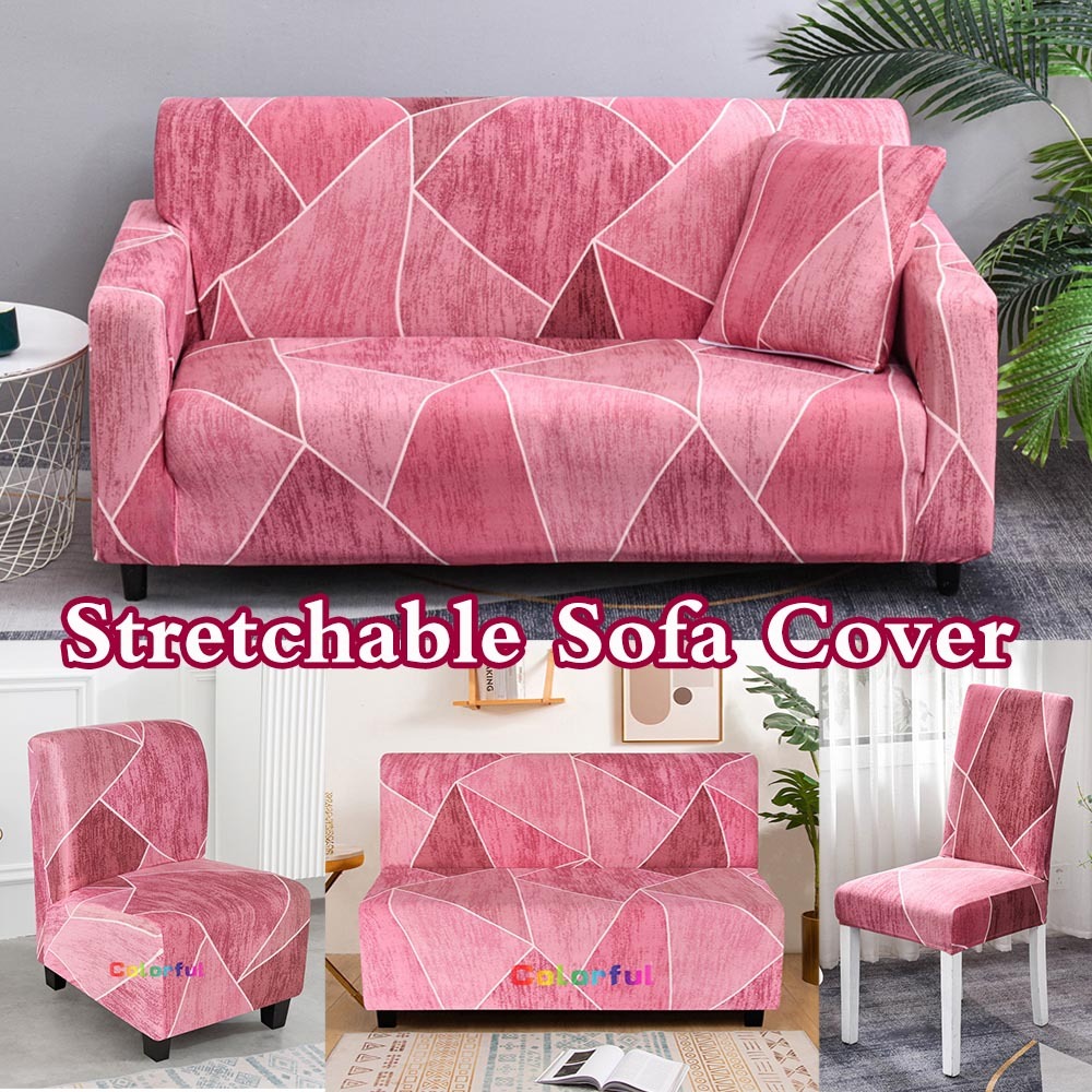 Pink Color Stretchable Sofa Cover 1/2/3/4 Seater Size Sofa Seat Cover ...