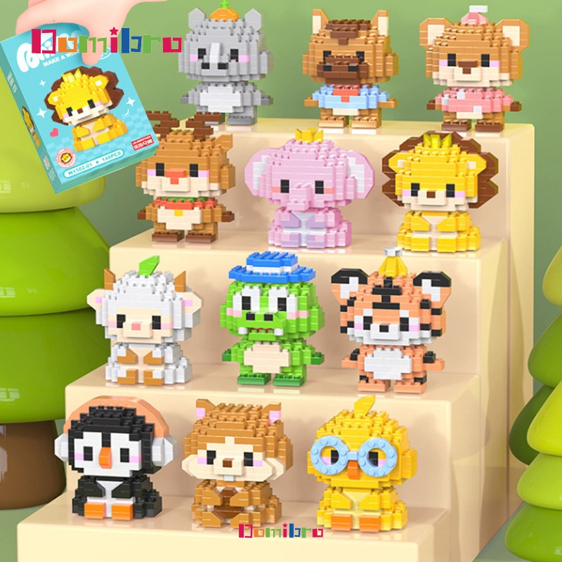Cute Cartoon Animals Building Blocks Toys Tiger Lion Puppy Dog 3D Model ...