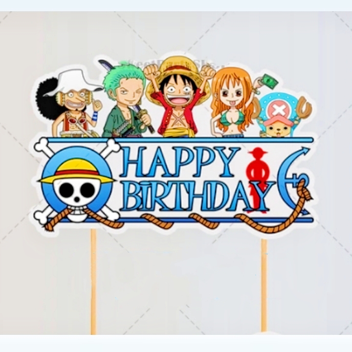 Cheer Monkey D Luffy One Piece paper card cake topper baking props ...