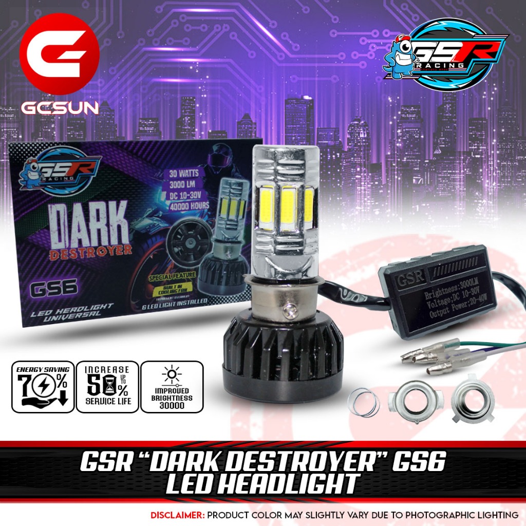 GSR "DARK DESTROYER" GS6 LED HEADLIGHT - GCSUN MOTORCYCLE | Shopee ...