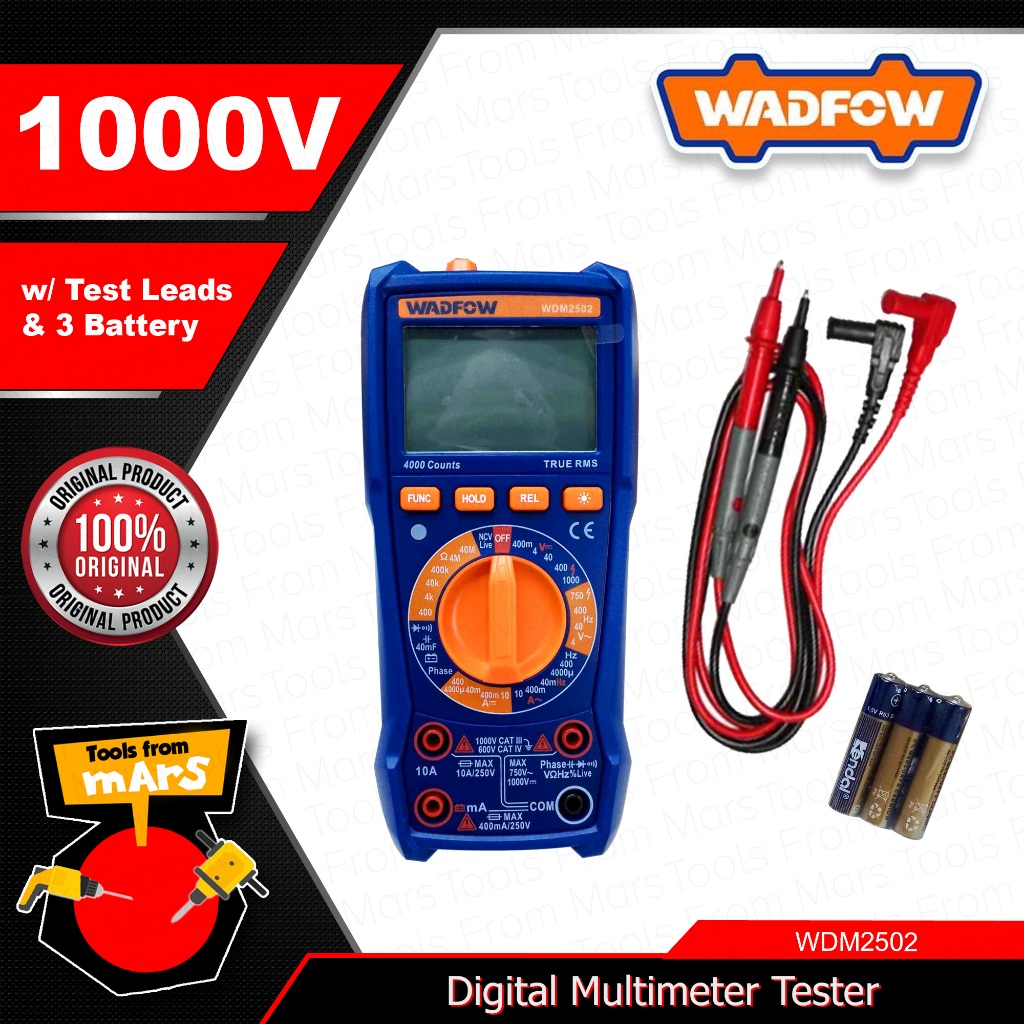 Wadfow Digital Multimeter Tester CAT III 600V/1000V DC Voltage Tester ...